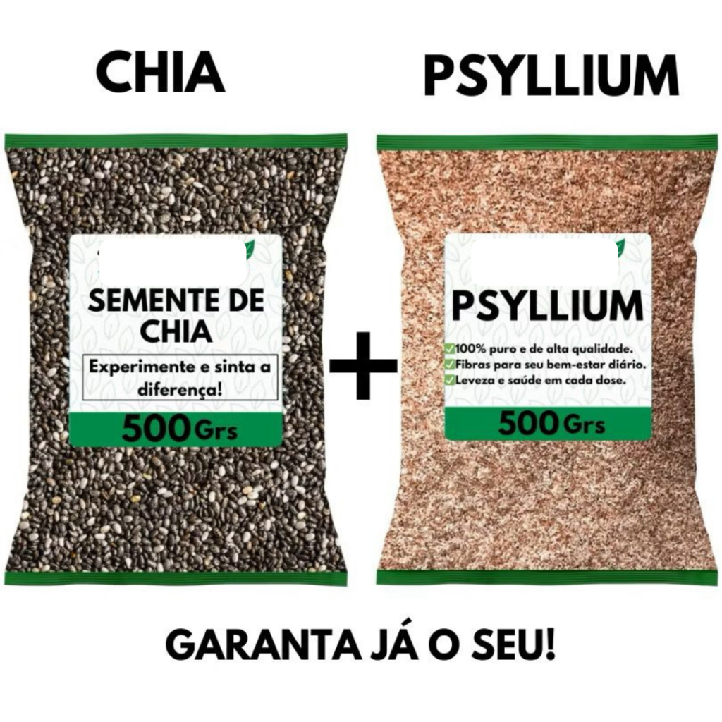 KIT SEMENTE DE CHIA + PSYLLIUM HUSK - LOW CARB 1KG | Shopee Brasil