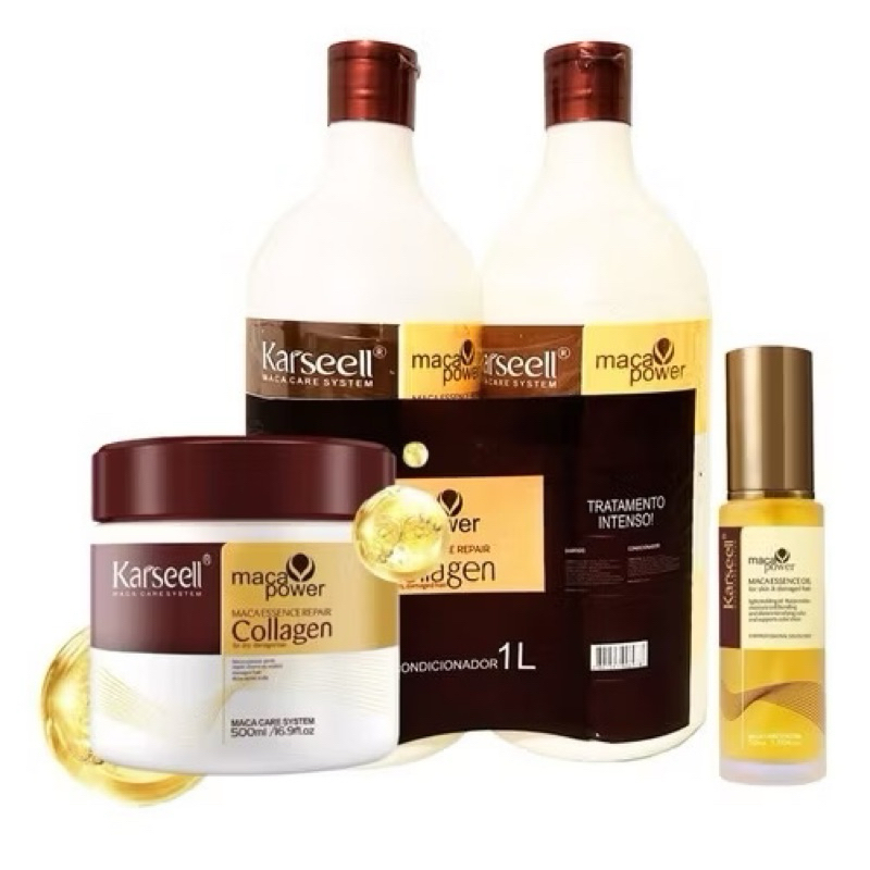Kit Máscara Karseell 500g + 1 Shampoo 1l + 1 Condicionador Karseell 1l ...