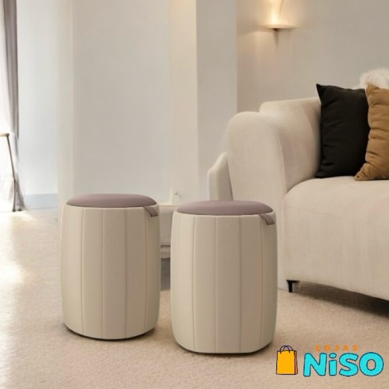 Kit 2 Puff gourmet Puffe Esther Luxo Banqueta para sentar Quarto Sala ...