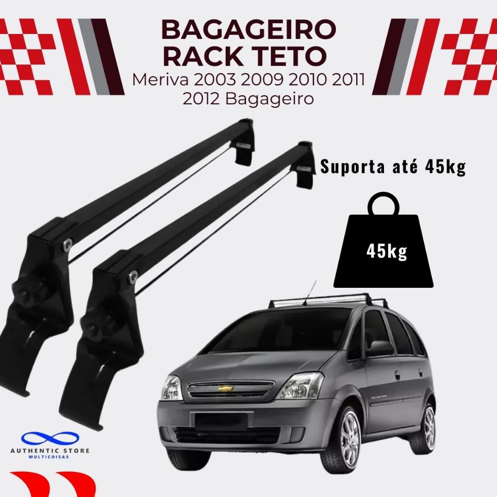 Rack de Teto Bagageiro Meriva 2003, 2009, 2010, 2011 e 2012 - Fixação ...