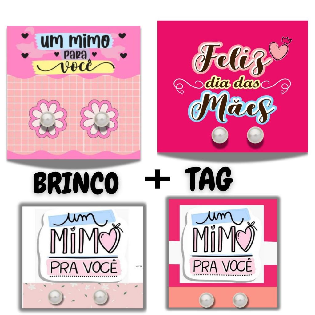 100 Pares de Brinco de Perola + tag Mimo para Lembrancinha cliente casamento, aniversario, loja ...