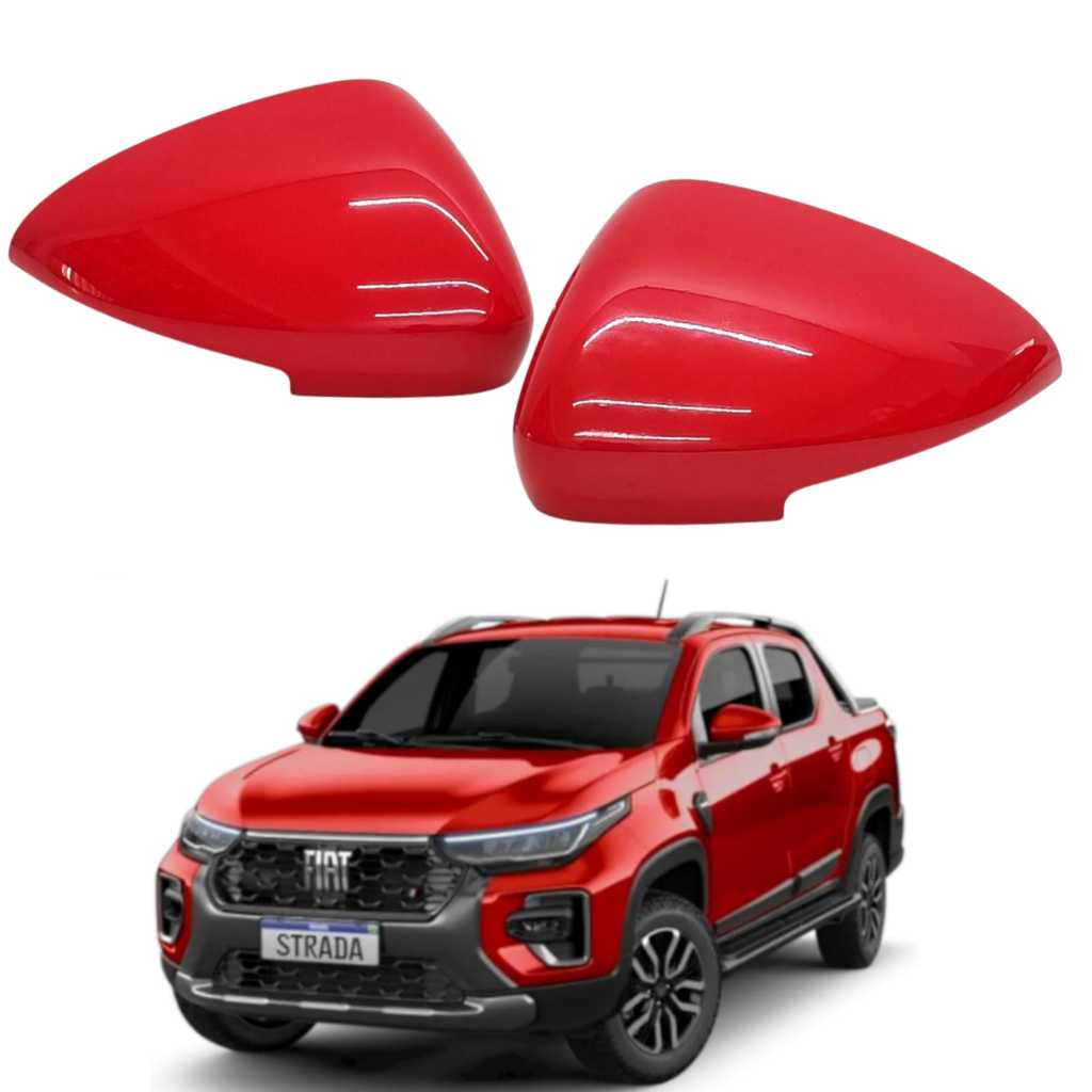 Par Capa Retrovisor Fiat Strada Volcano 2021 2022 2023 2024 2025 Vermelho Monte Carlo Com Furo ...