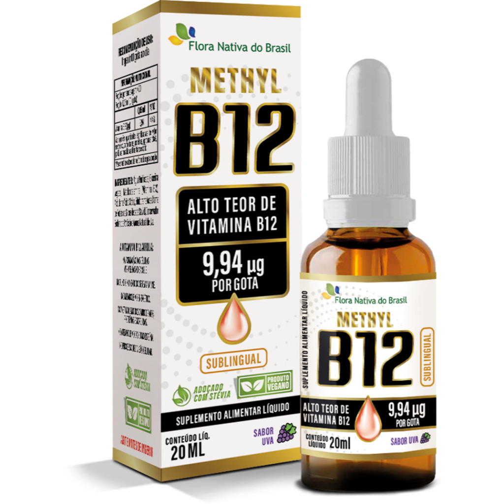 VITAMINA B12 SUBLINGUAL ORIGINAL (METIL - 9,94 mcg/gota) 20ml sabores ...