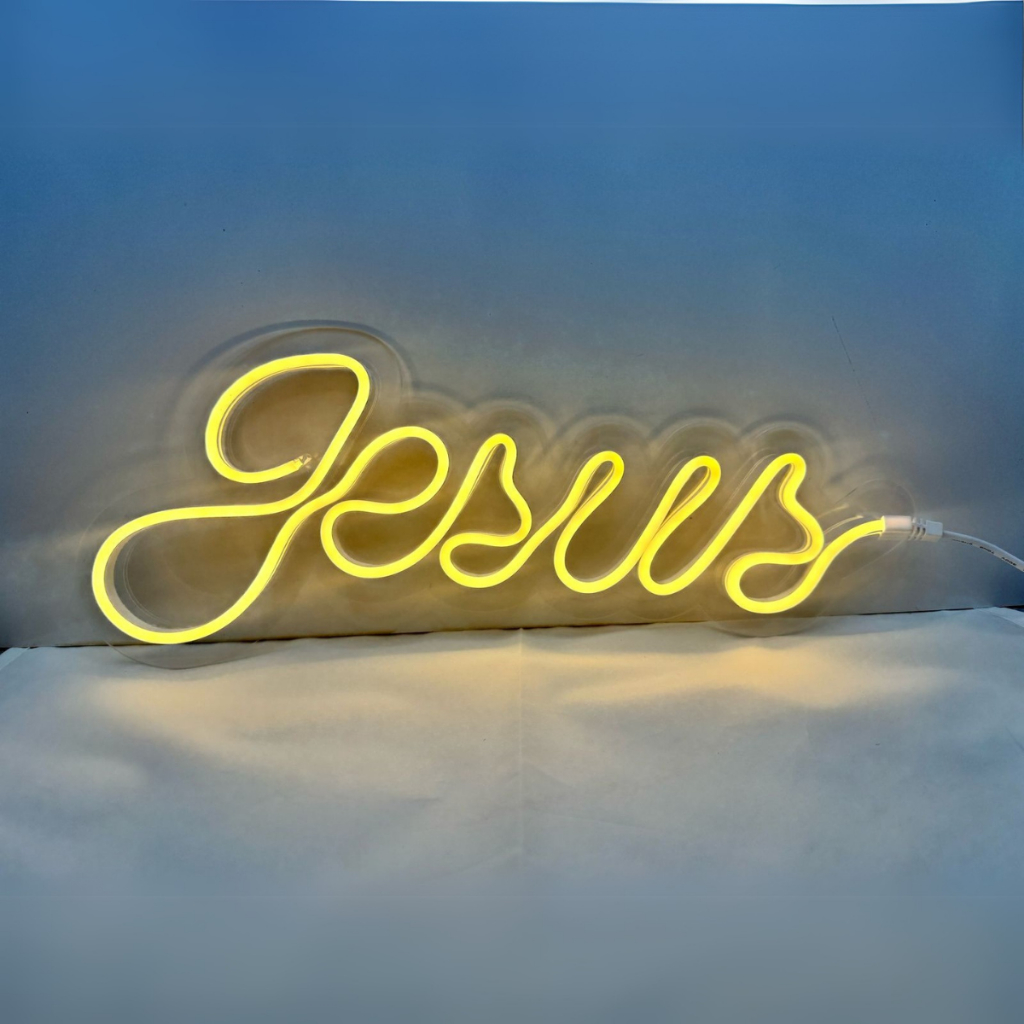 Luminária Jesus Led Escrita Letreiro Neo Quarto Sala Escritório ...