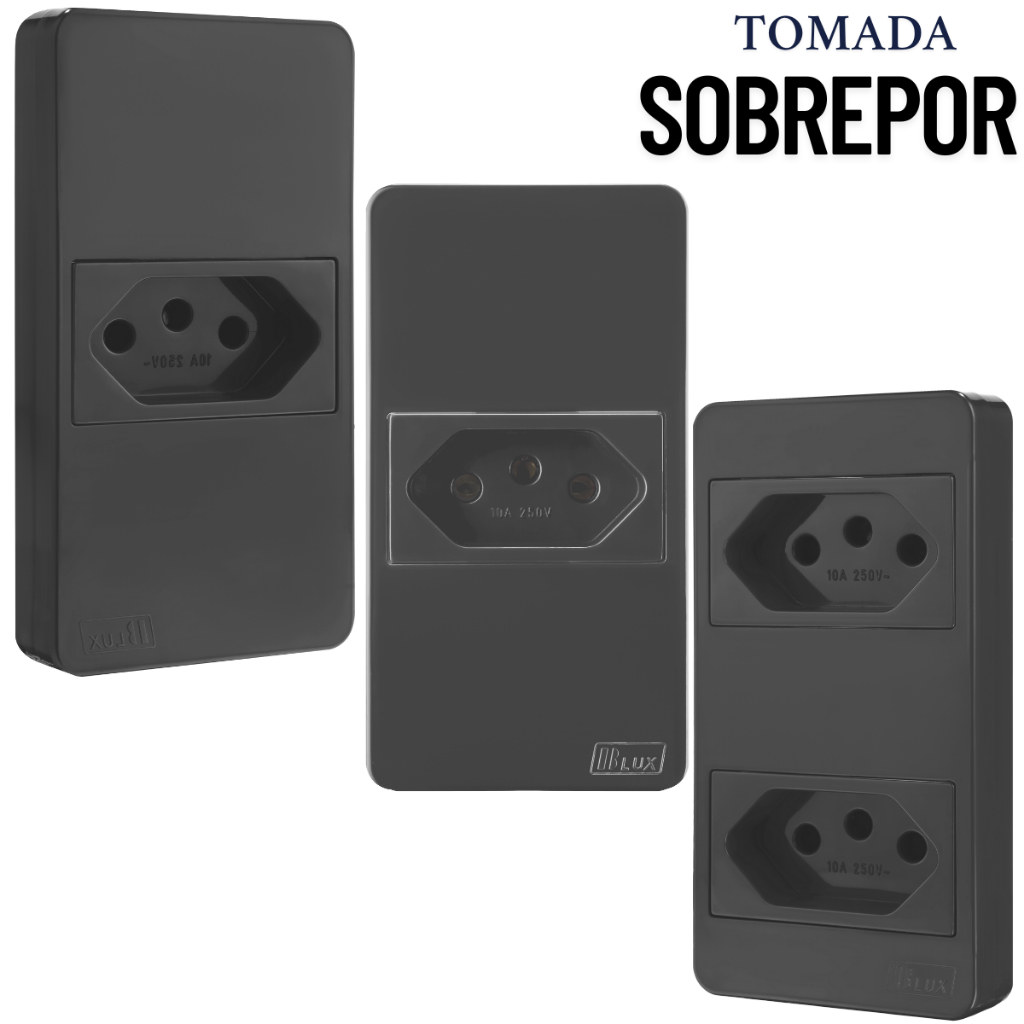 Condulete Tomada Sobrepor Modular Preta 10a Dupla | Shopee Brasil