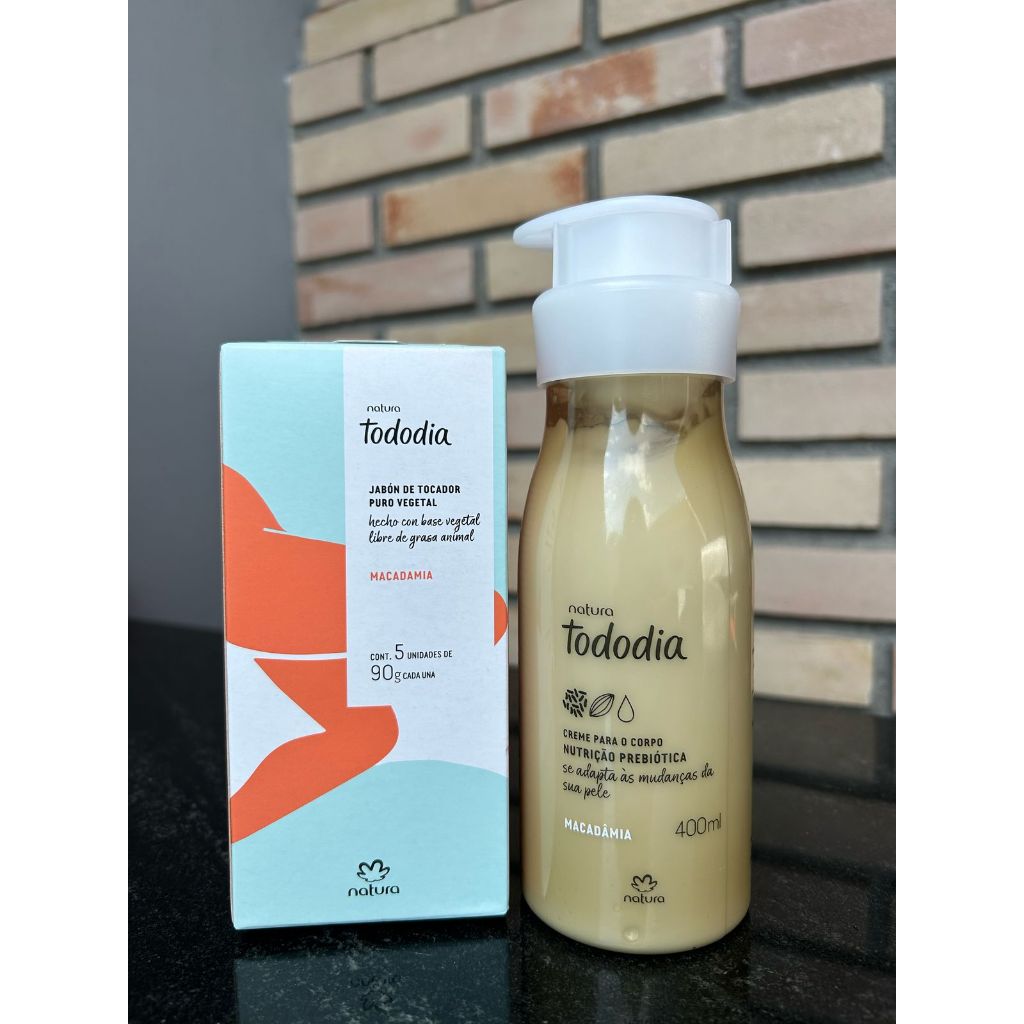 Kit Natura Tododia Macadâmia Sabonete em Barra Puro Vegetal (5 unidades 90g) + Creme Nutritivo ...