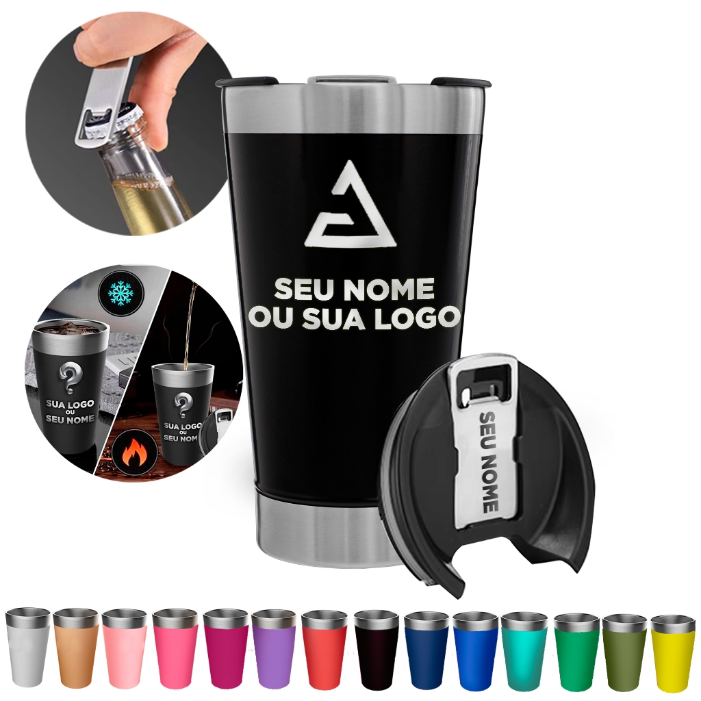 40 copos térmicos personalizados atacado com nome, time, logo com tampa ...