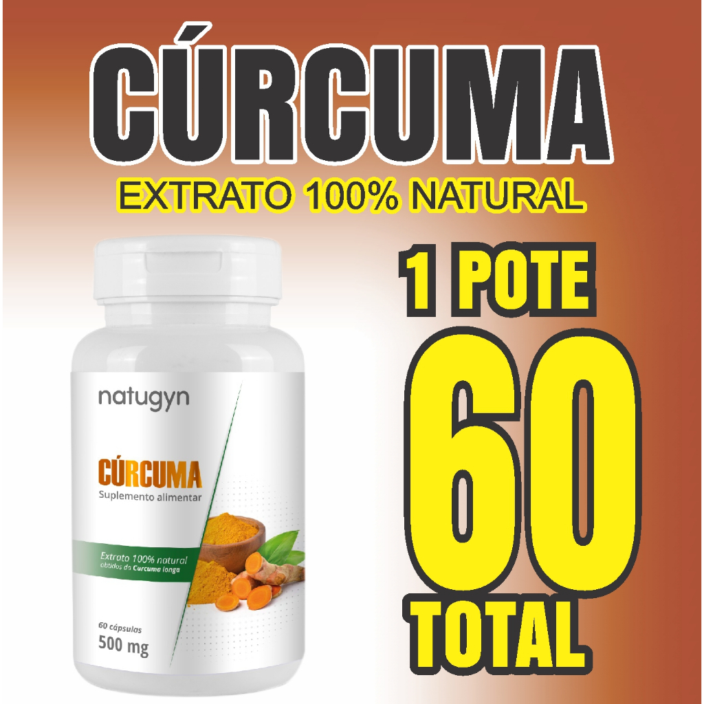 Cúrcuma Longa Pura 60 capsulas - 500mg Anti-inflamatório Natural ...