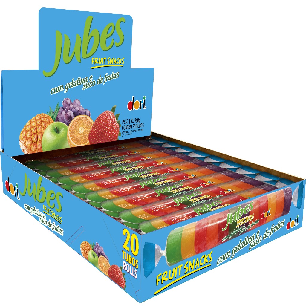 Jubes Fruit Snacks Tropical Tubo 48g - Dori - Display c/ 20 Und ...