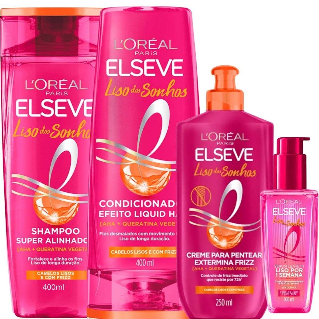 Kit Elseve Liso Dos Sonhos Super Alinhador Sh + Cond + Creme + Serum ...