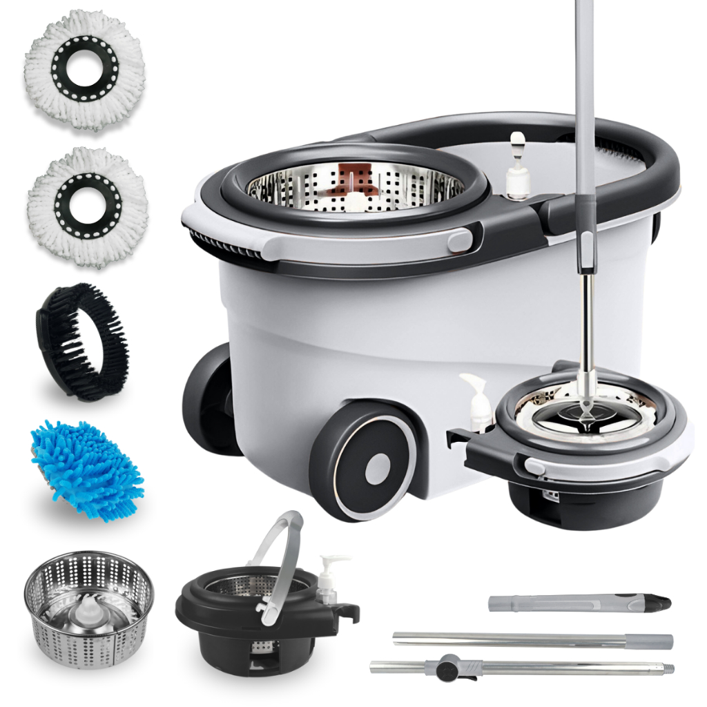 Mop Plus Giratório Inox com Rodas e Alça cabo 150 cm - Ideal Para ...