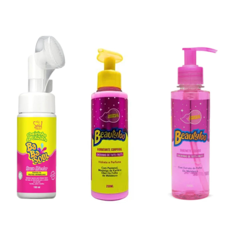 Kit Skincare Cheiroso Babaloo | Mousse Facial + Sabonete Corporal + Hidratante | Cheiro de ...