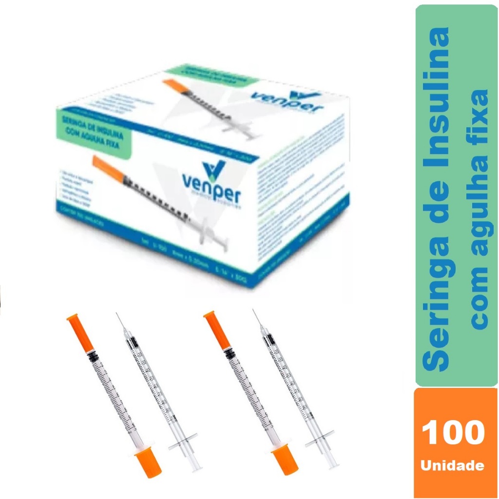 Kit 100 Seringa Para Aplicação Insulina/Botox 1ml Com Agulha 8x0,3mm ...
