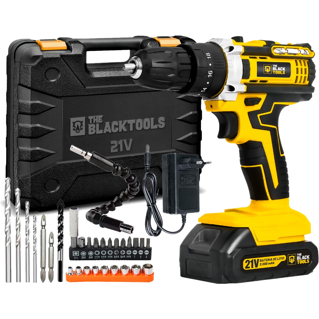 Parafusadeira E Furadeira Impacto The Black Tools Tb-21pw 21v 3/8 Frequência 50/60 Hz 110v/220v ...