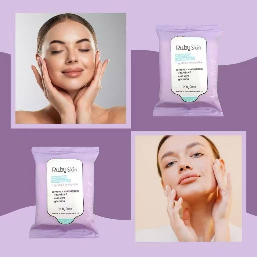 Lenço Facial Demaquilante Basics Ruby Skin Ruby Rose HB-203 | Shopee Brasil