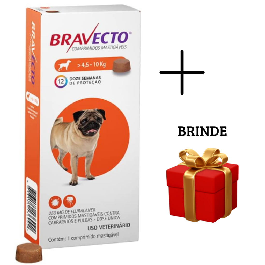 Bravecto Antipulgas E Carrapatos Comprimido Cães 4,5 A 10kg + Brinde | Shopee Brasil