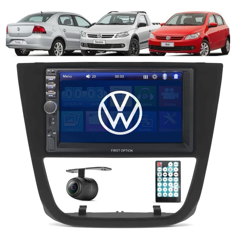 Kit Central Multimídia Mp5 2Din Gol G5 Voyage G5 Saveiro G5 2009 2010 2011 2012 2013 + Camera Ré ...