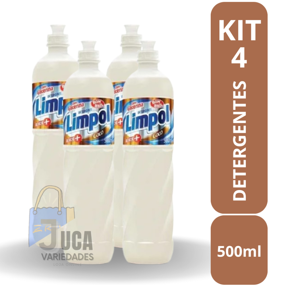 Kit 4 Unidades Detergente Lava Louças Limpol Coco com Glicerina ...