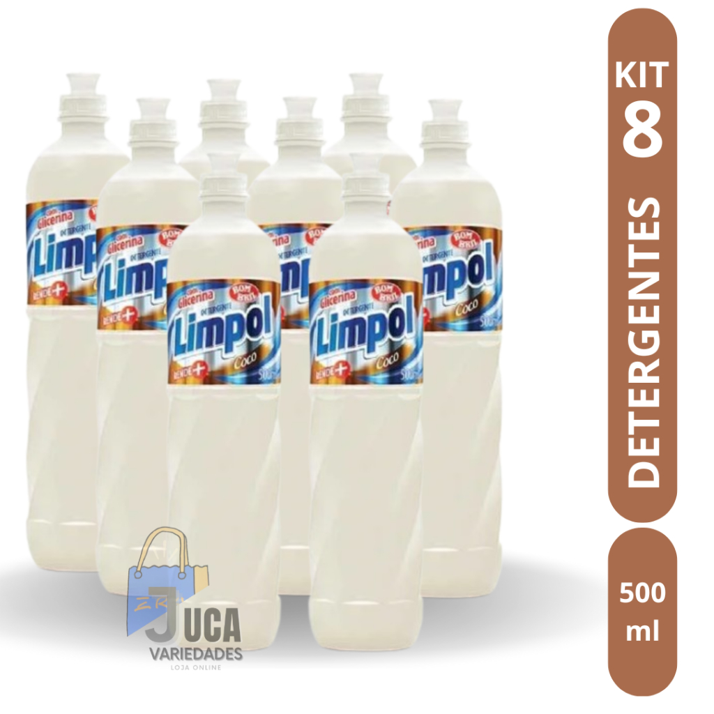 Kit 8 Unidades Detergente Limpol Coco com Glicerina Lava Louças ...