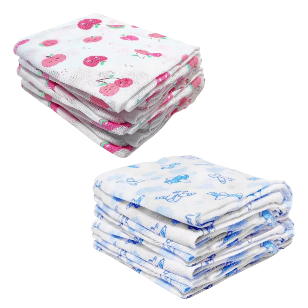 Fralda De Pano 100% Algodão Estampada 5 Unidades Caricia Baby | Shopee ...