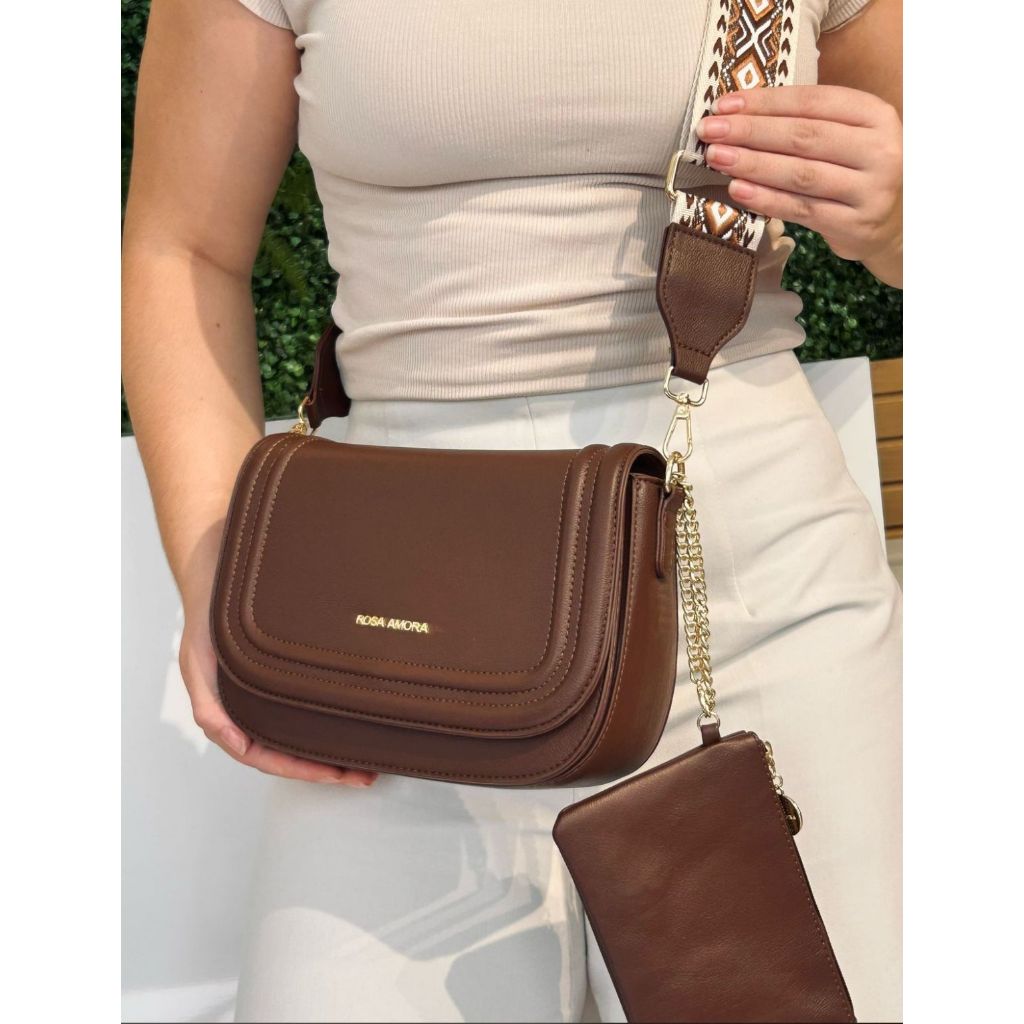 Bolsa Feminina Rosa Amora Tiracolo Dia a Dia Alça Grossa Bordada ...