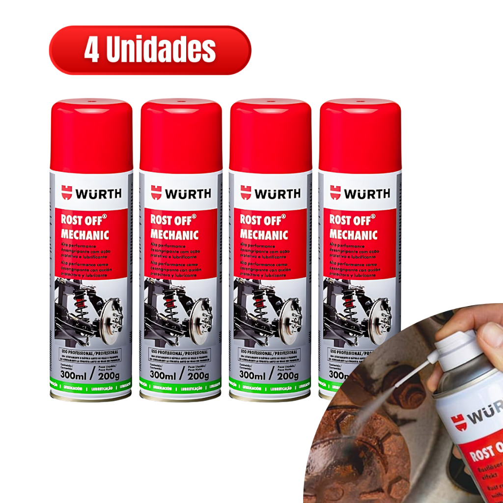 Kit 4 Desengripante Lubrificante Anti ferrugem Spray Multiuso Rost off ...