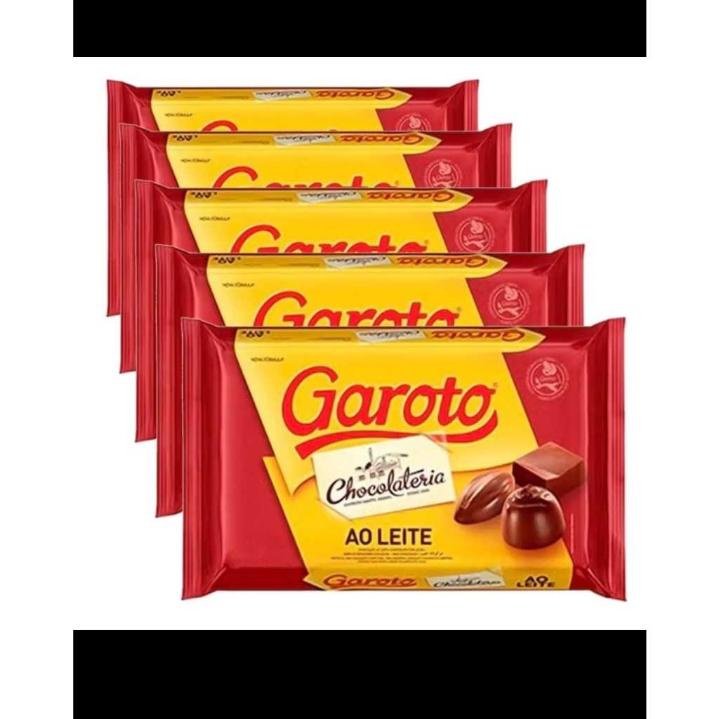 Kit com 5 barras Chocolate ao Leite Garoto 2,1Kg | Shopee Brasil
