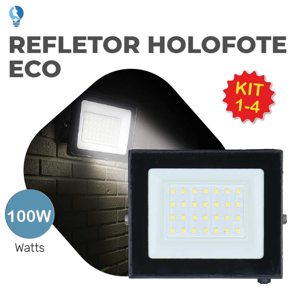 Holofote Refletor Led ECO Pro 100W Branco Frio 6500K Branco Quente Verde| IP65 | Luz Econômica ...