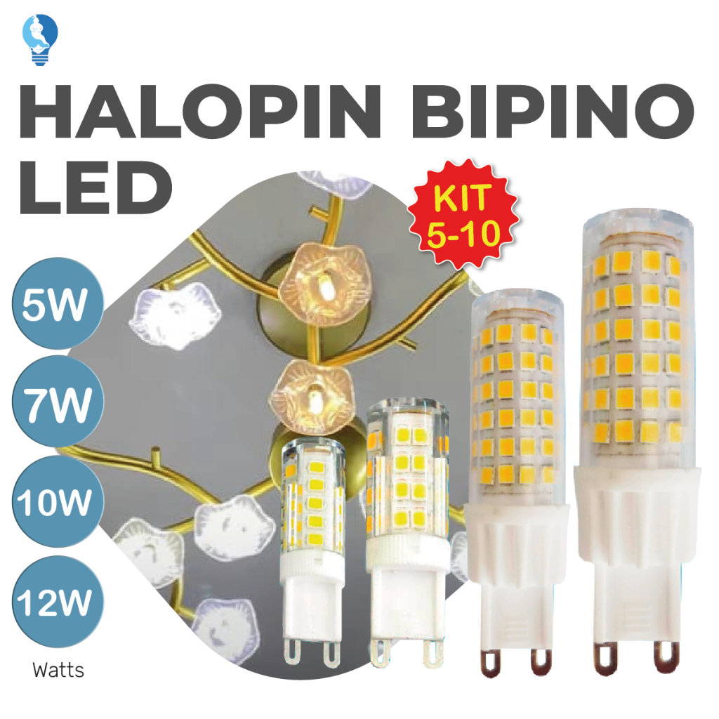 Kit 10 Lâmpada Led 12W 10W 7W 5W G9 Halopin | Luz Quente 2200K | Luz Fria 7000K Bipino ...