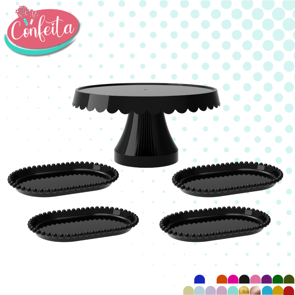 Kit Para Festa e decoração com 1 Boleira Popi Plus e 4 Bandejas Pérola ...