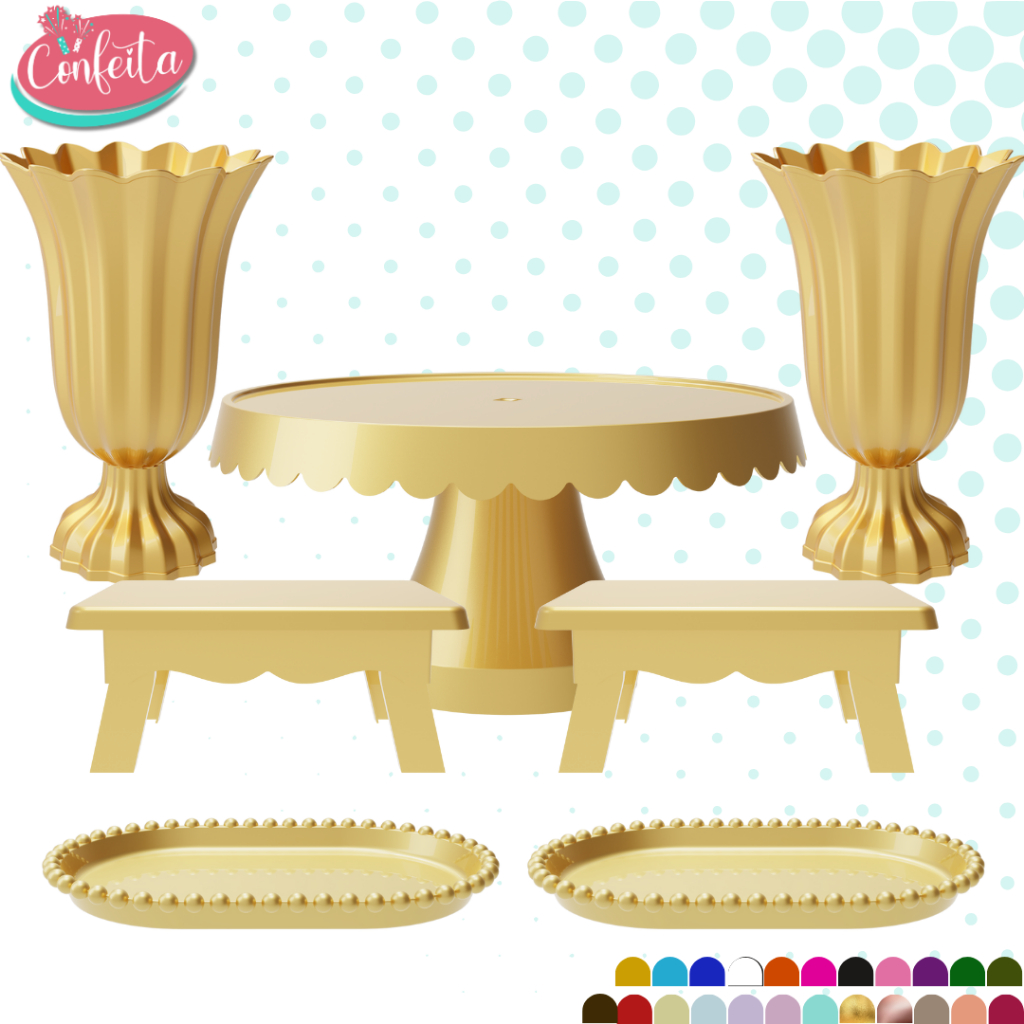 Kit Completo de Festa com 1 Boleira Popi Plus, 2 Vasos Popi, 2 Mesinhas ...