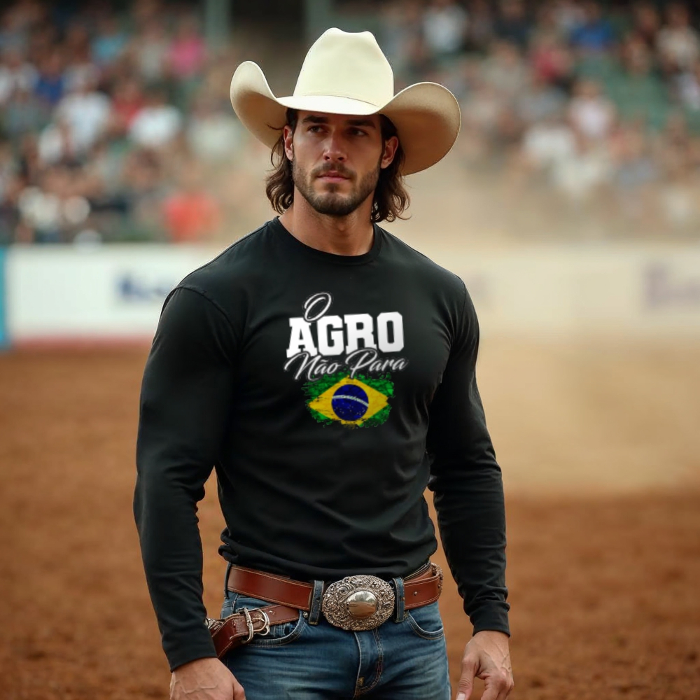 Camisa Camiseta do Agro Masculina Manga Longa Proteção UV Rodeio Bruto ...