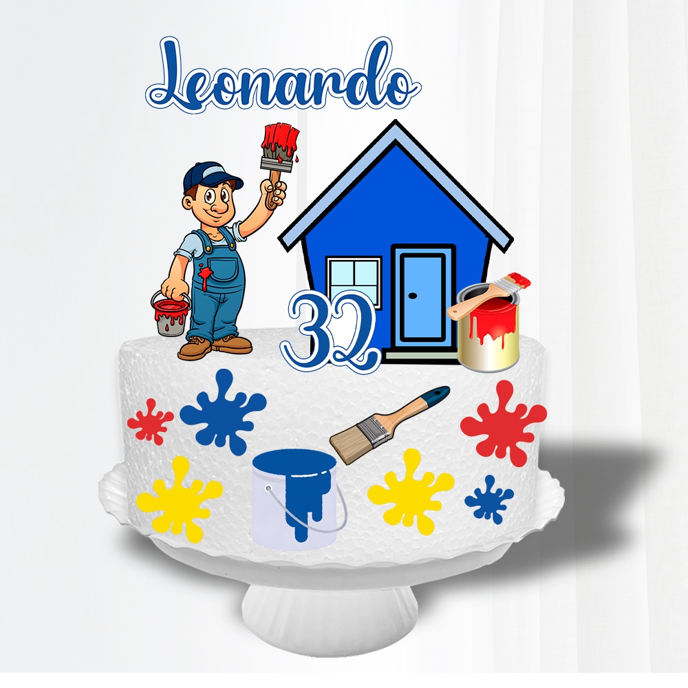 Topo Topper para Bolo Pintor | Shopee Brasil