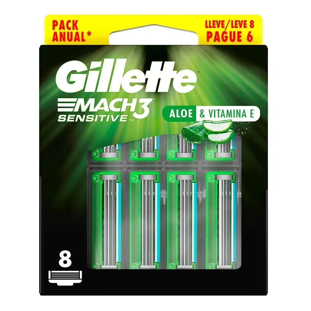Carga Gillette Mach3 Sensitive Com 8 Unidades Refil Mach 3, Gilletti ...