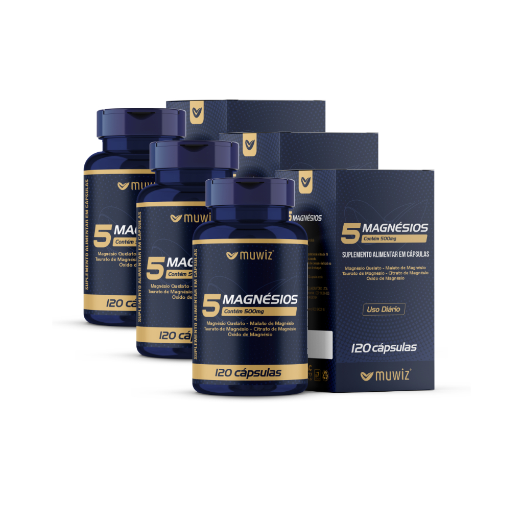 5 Magnésio 120 Cápsulas 500mg Magnésio 5 em 1 - 3 Unidades | Shopee Brasil