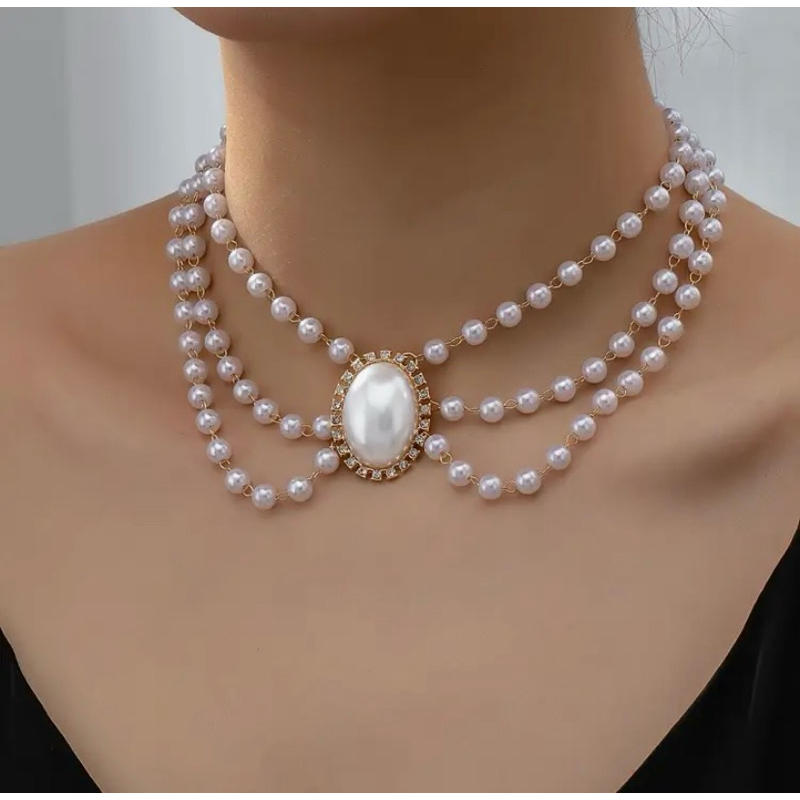 Colar 3 voltas pérolas elegantes avulso casamento festas eventos ...