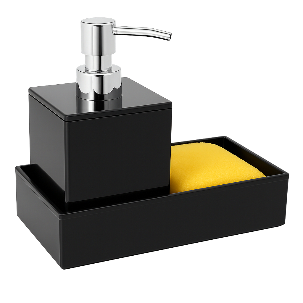 Kit Porta Detergente e Esponja de Vidro Luxo – Elegância e Organização ...