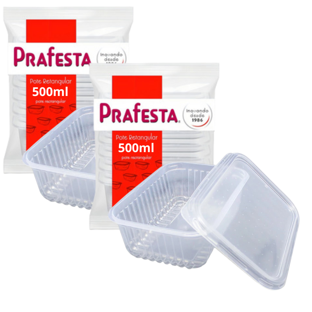 Kit 48 Unid Pote Retangular Descartável 250/350/500/750/1000ml Microondas Freezer Marmita ...