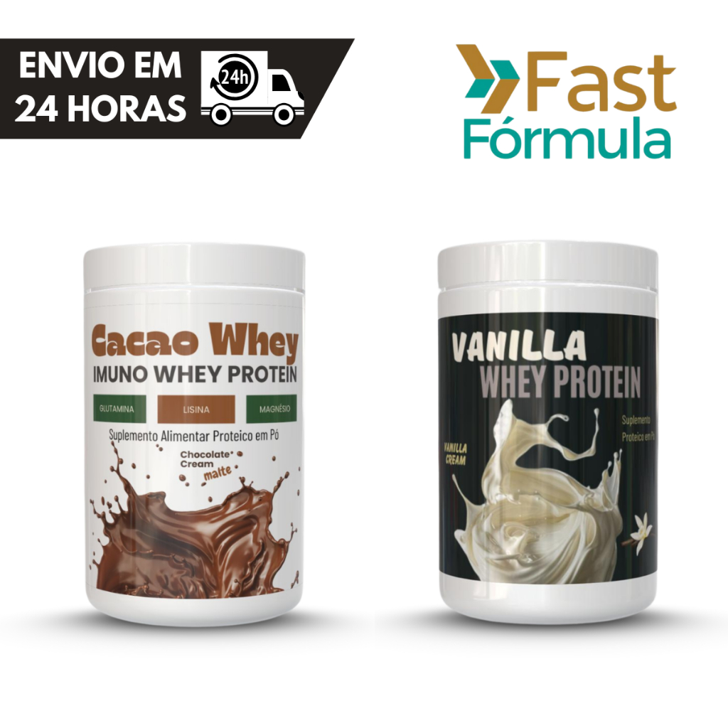 Whey Protein 450g C/28g de Proteína Por Dose Sabor Baunilha e Cacau ...
