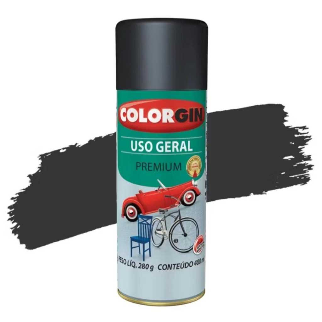 Tinta Spray Preto Fosco Uso Geral Secagem Rápida 400 ml Colorgin | Shopee Brasil