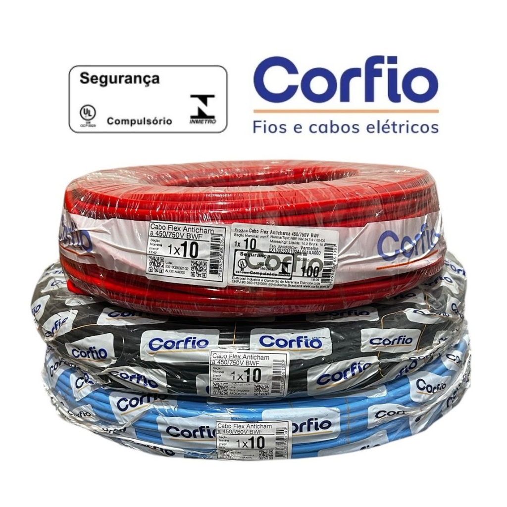 CABO FLEXIVEL 750V 10MM CORFIO 100% COBRE ELETROLÍTICO 50 METROS ...
