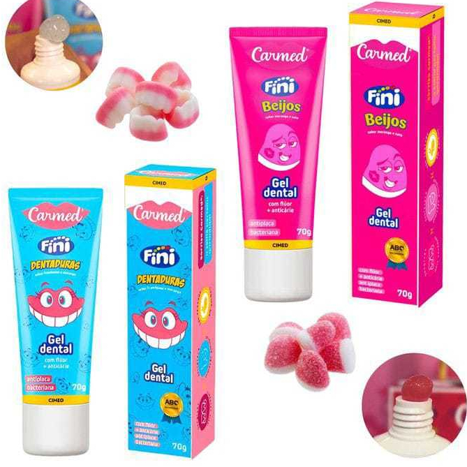 Gel Dental Carmed Fini Dentaduras e beijos 70g Pasta De Dente Fini ...