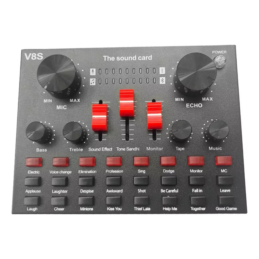 Mini Placa Mixadora Gravadora de Som V8X PRO Live Sound 15 Efeitos ...