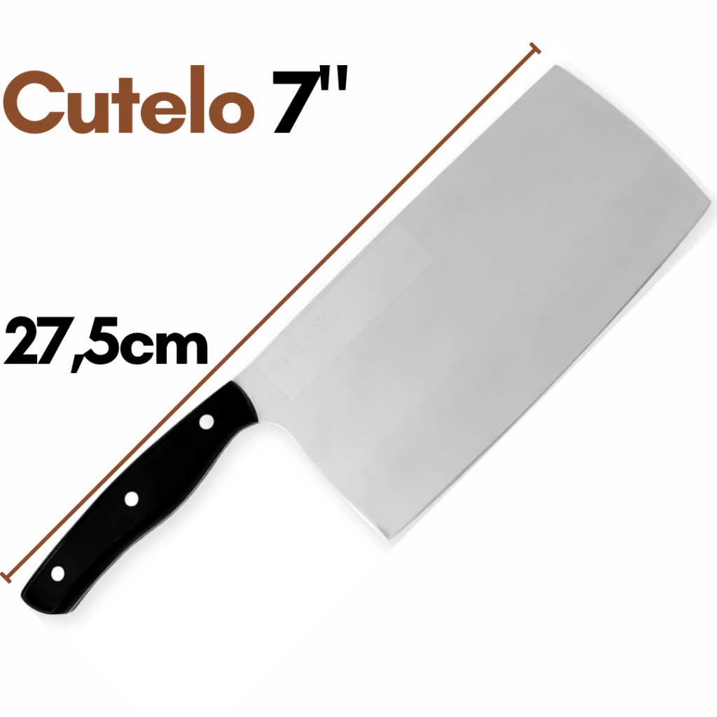 Cutelo Cabo de Madeira Lamina 7 pol Profissional 27,5cm Cutelo de ...