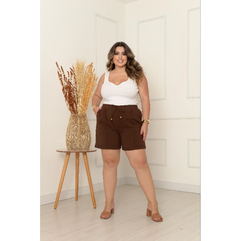 Shorts Linhão Plus Size com Barra Inglesa – Estilo e Conforto | Shopee ...