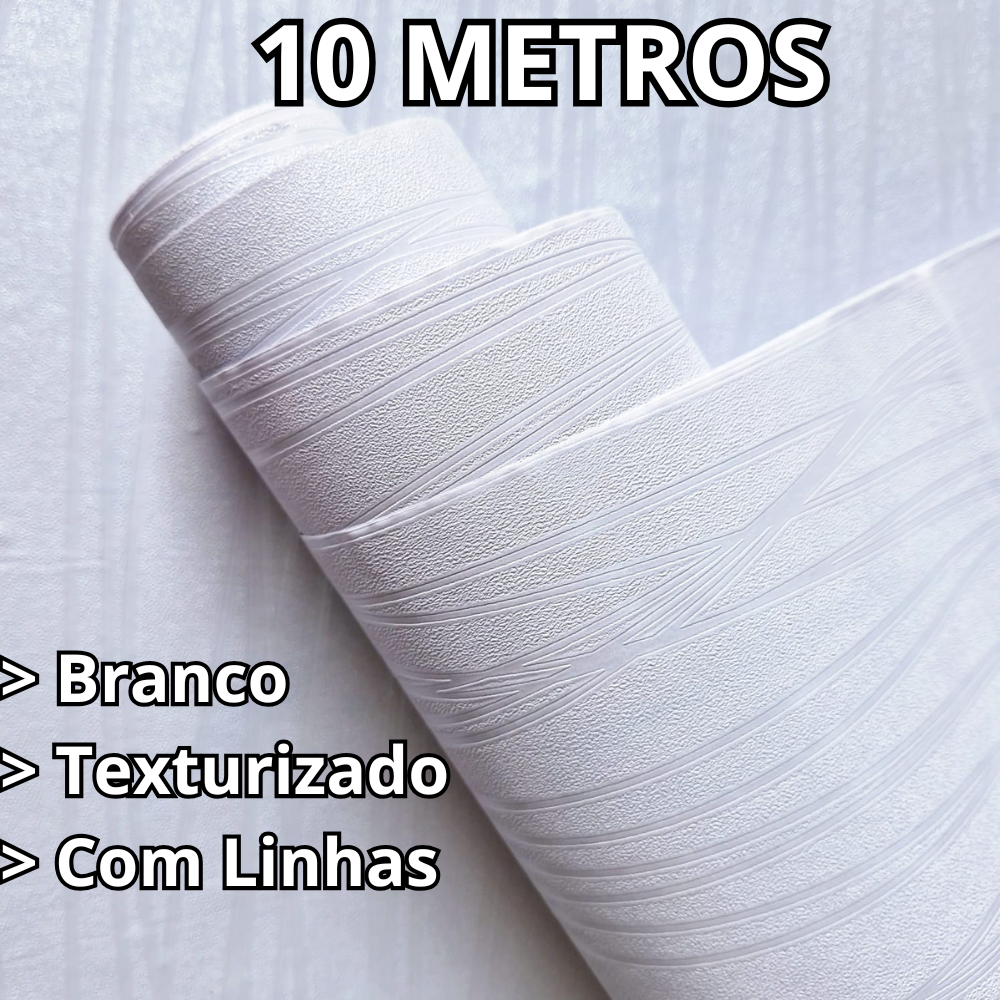 10 Metros Papel de Parede 3D Auto Colante Linha Branco Sala Quarto PVC ...