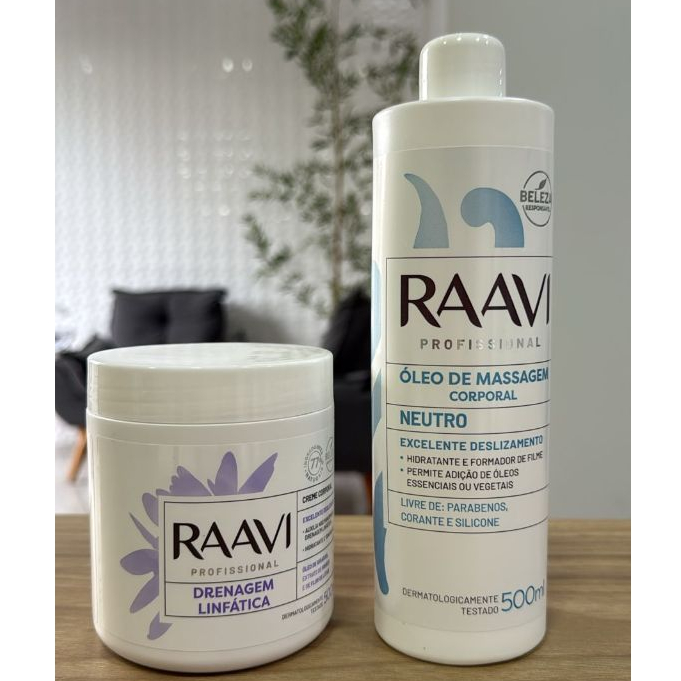 Kit Drenagem Corporal Raavi (Creme Corporal Drenagem Linfática 500g ...