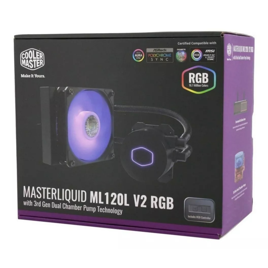 Watercooler Cooler Master MasterLiquid ML120L V2 Preto RGB - MLW-D12M-A18PC-R2 | Shopee Brasil