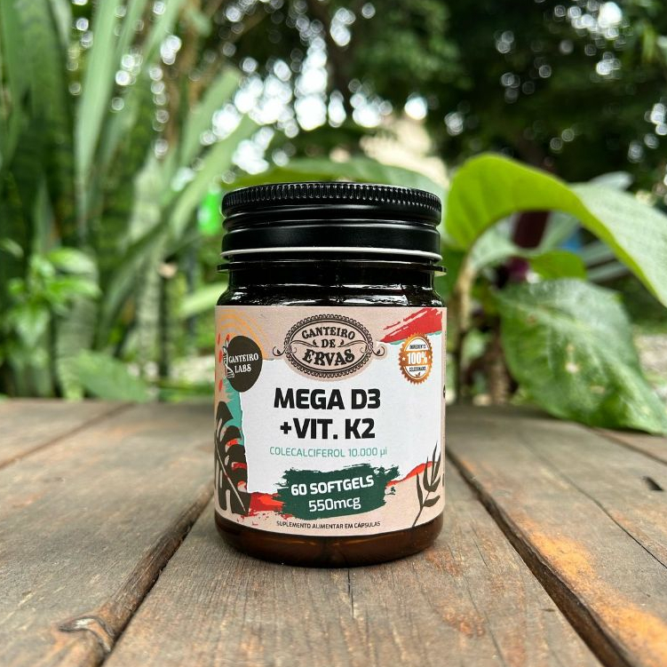 Mega D3 + K2 MK7 60 Cáps 550 mcg Canteiro de Ervas. | Shopee Brasil