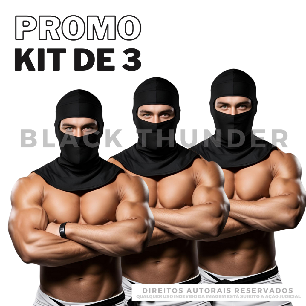 3 Touca Ninja Balaclava Toca UV+50 Proteção Solar Térmica Motoqueiro ...